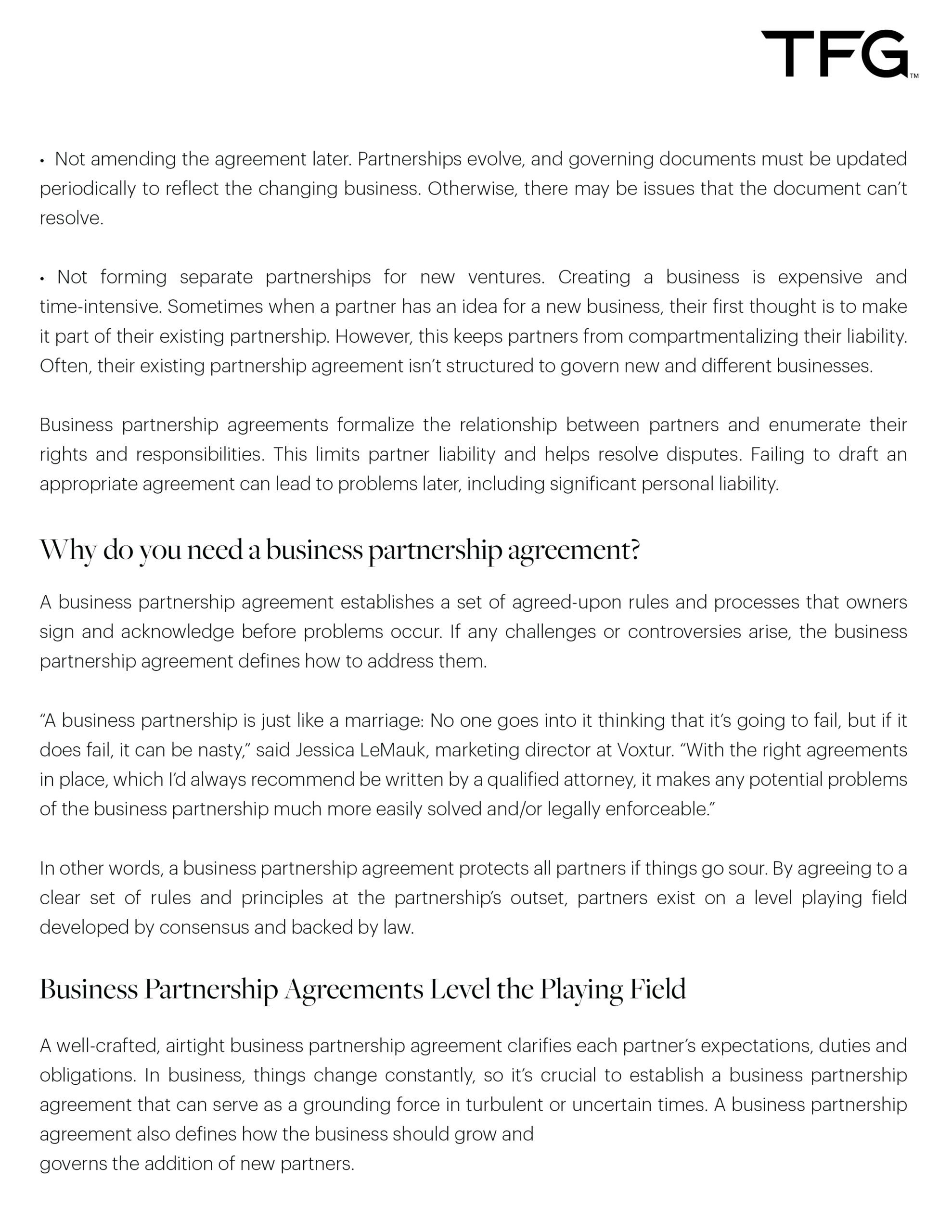 Business Partnership Agreement Writing Guide