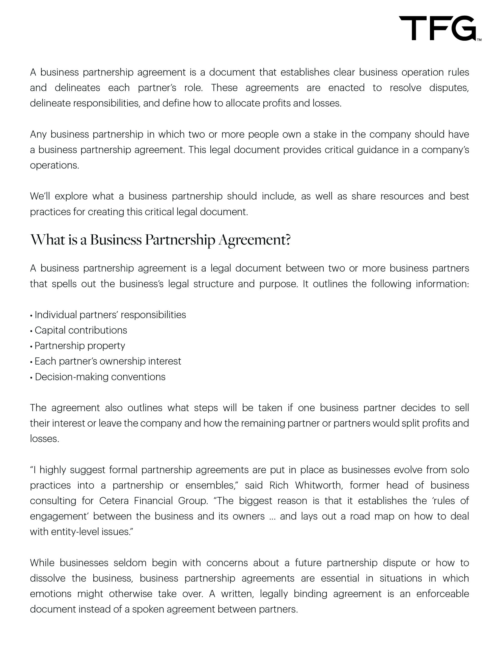 Business Partnership Agreement Writing Guide